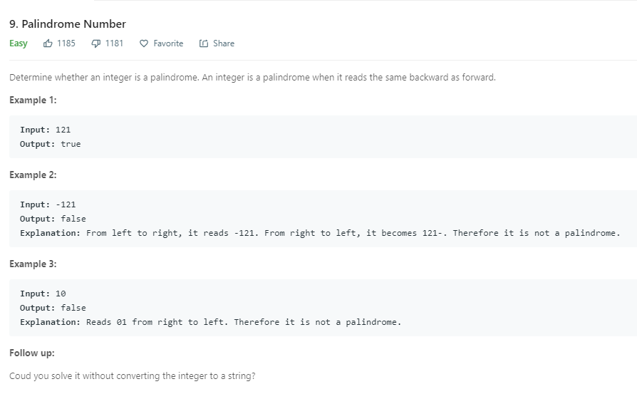 【LeetCode】解析_9.Palindrome Number | 不想上班的程式筆記 - 點部落