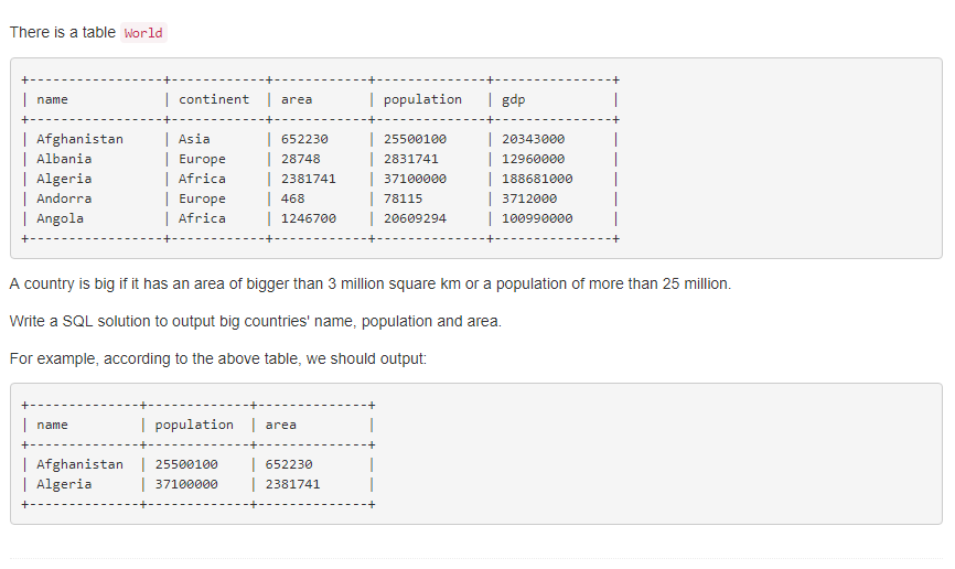 【LeetCode】解析_595. Big Countries | 不想上班的程式筆記 - 點部落