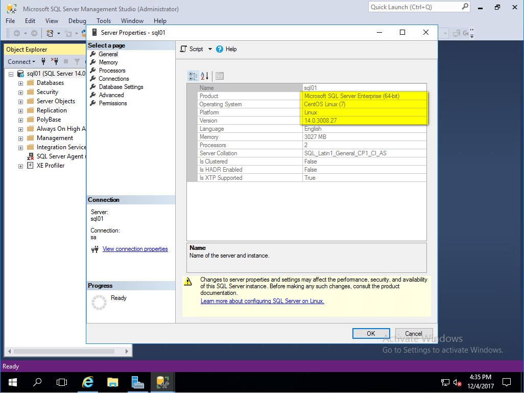 使用SSMS管理工具測試連線SQL Server on Linux | IT界的老虎五隻 - 點部落